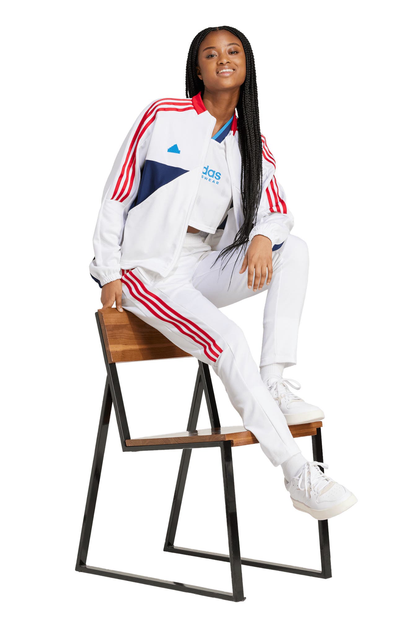 adidas Tiro 3-Stripes Recycled Polyester Track Pants in White/navy Blue ...
