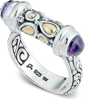 SAMUEL B. 18K Yellow Gold & Sterling Silver Amethyst Bullet Ring ...