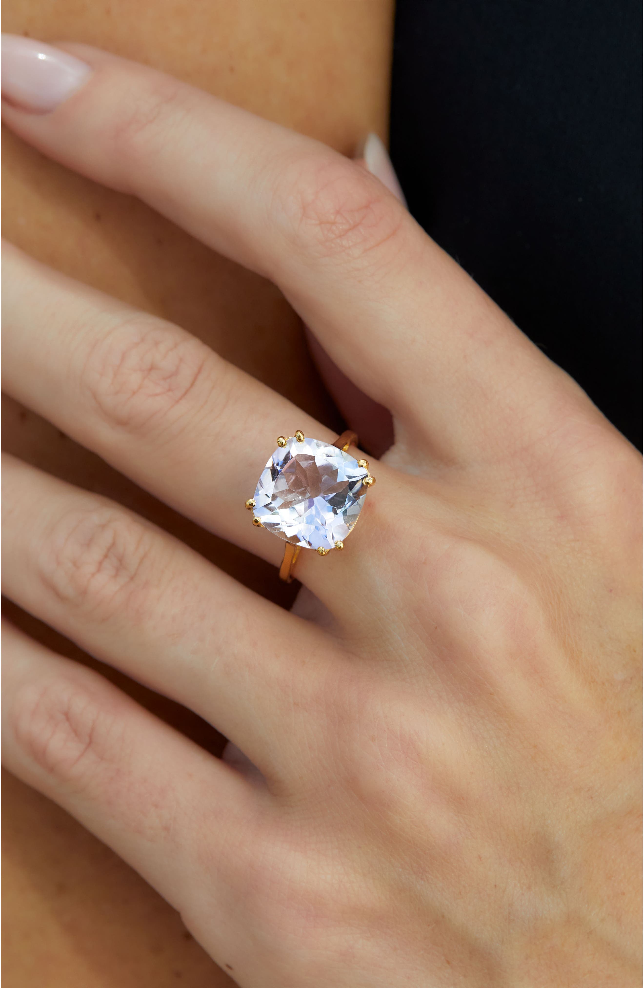 SAVVY CIE JEWELS 18K Gold Plated Sterling Silver Pink Amethyst Ring ...