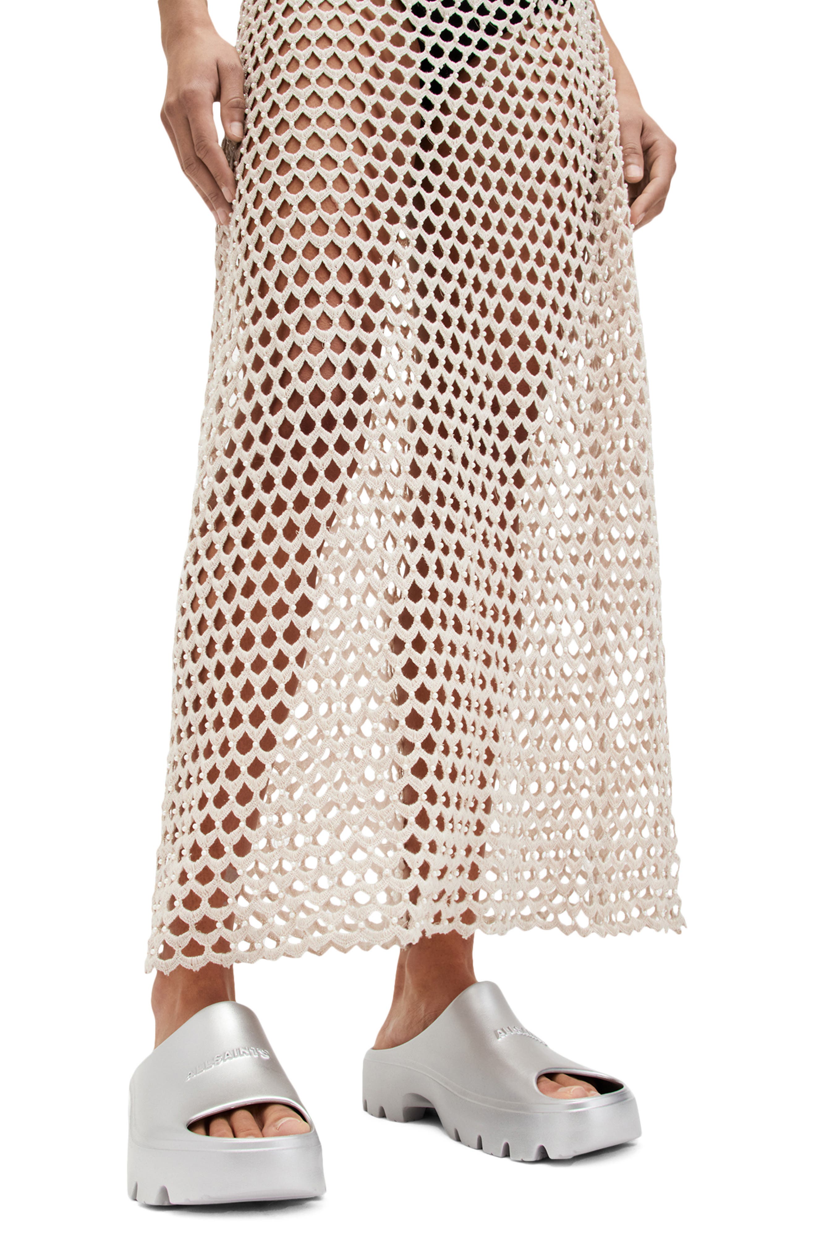 AllSaints Eclipse Flatform Slide Sandal in Metallic Gold | Smart Closet