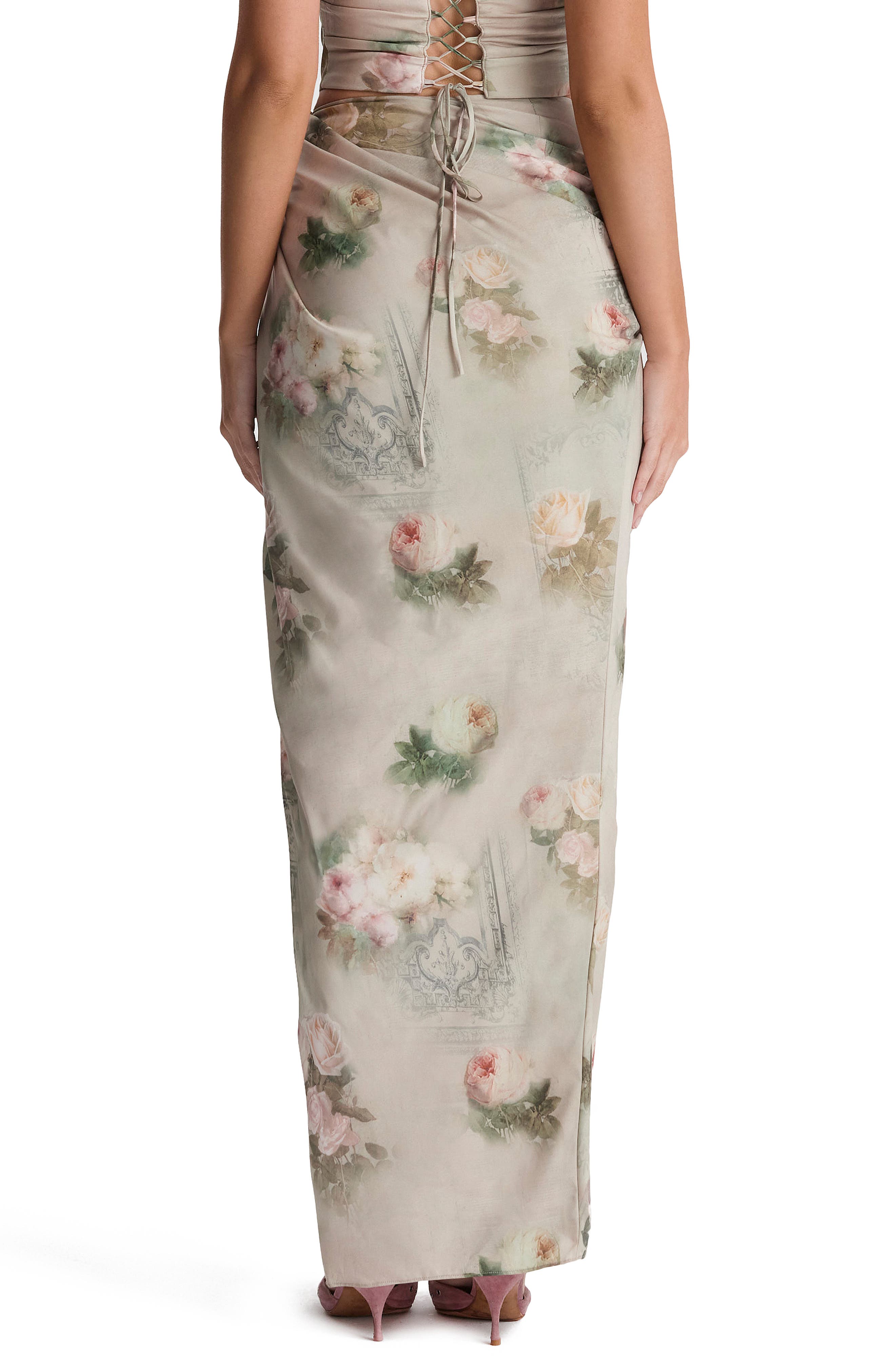 HOUSE OF CB Vesper Gathered Side Slit Skirt | Nordstrom