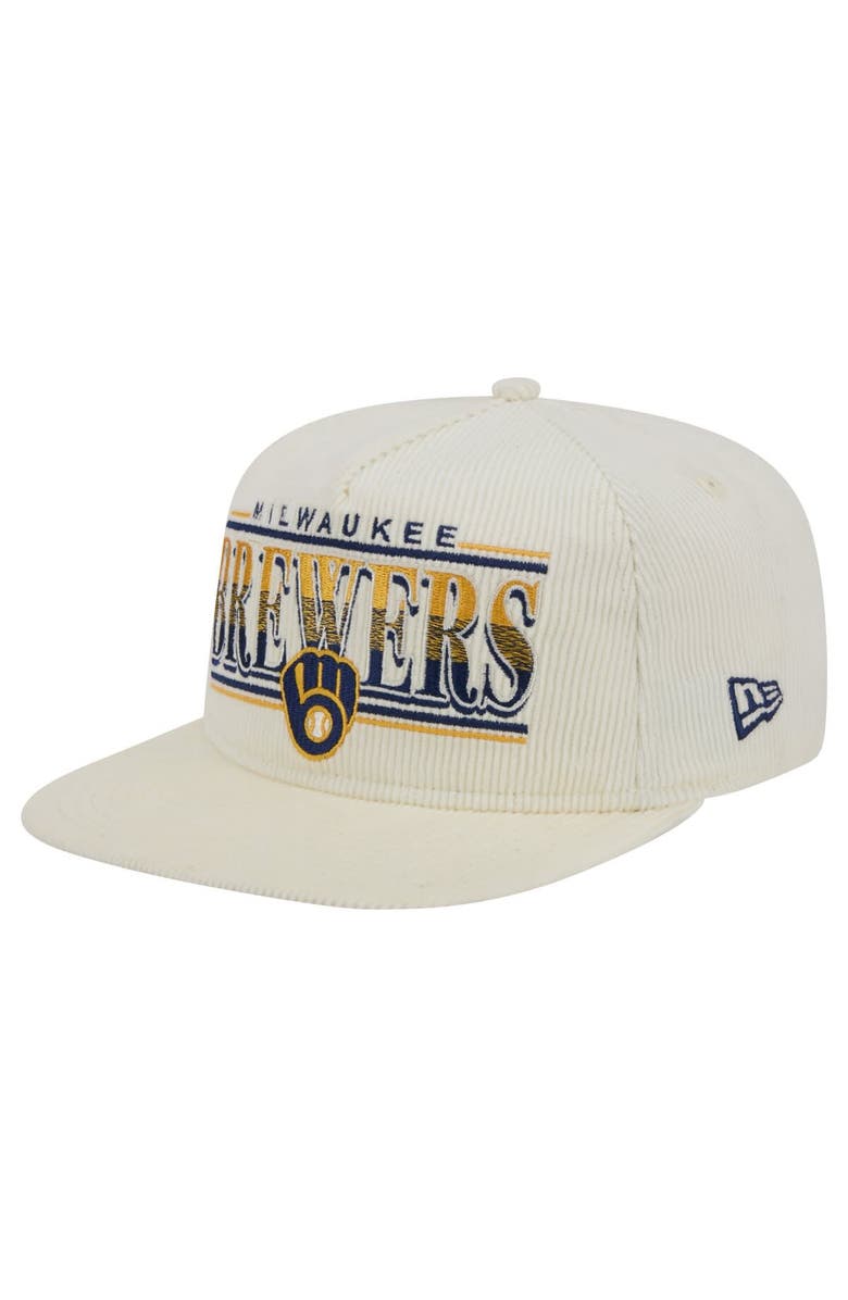 New Era Men's New Era Cream Milwaukee Brewers Throwback Bar Golfer ...