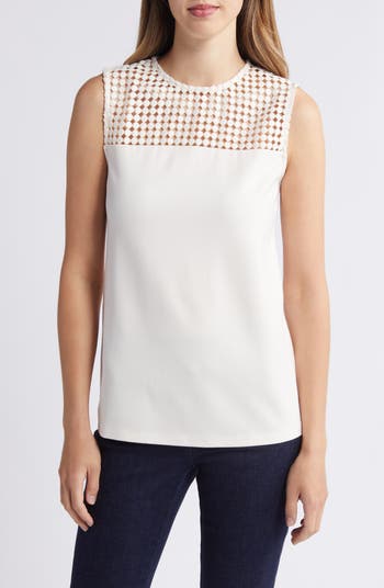 Anne Klein Serenity Lace Yoke Tank | Nordstrom