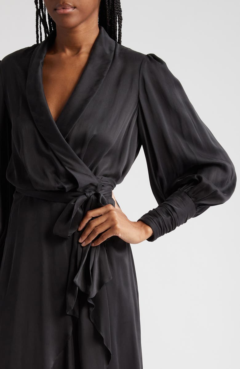 Zimmermann Long Sleeve Silk Wrap Midi Dress | Nordstrom