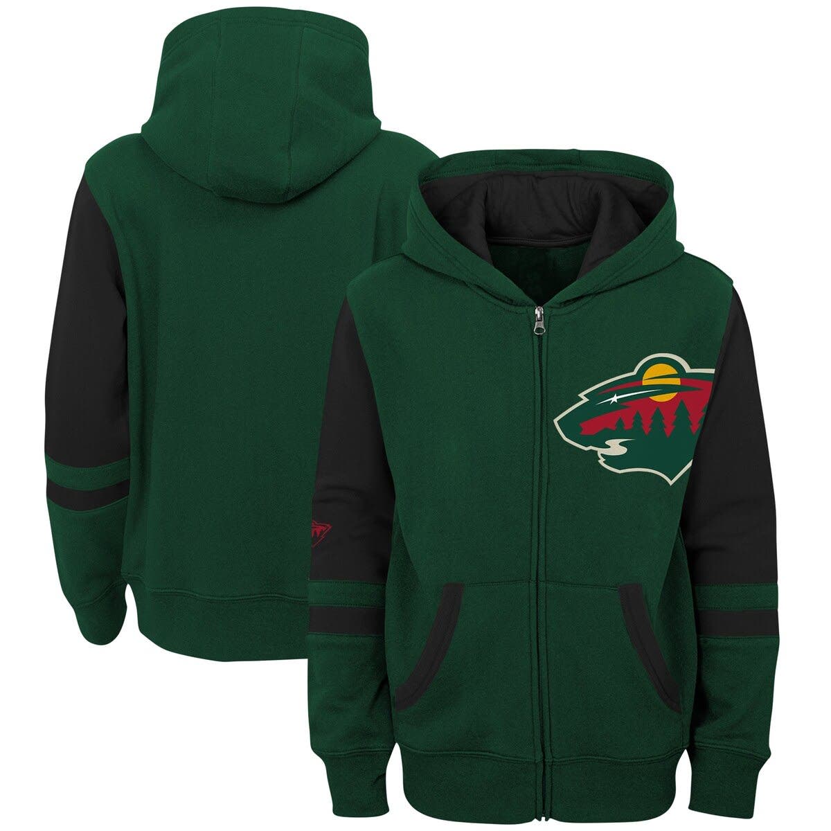 Outerstuff Youth Green Minnesota Wild Face Off Color Block Full-Zip ...