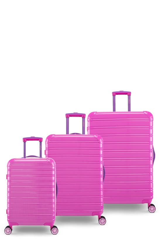 Ifly Fibertech Passion Flower 3-piece Luggage Set In Pink/ Purple ...