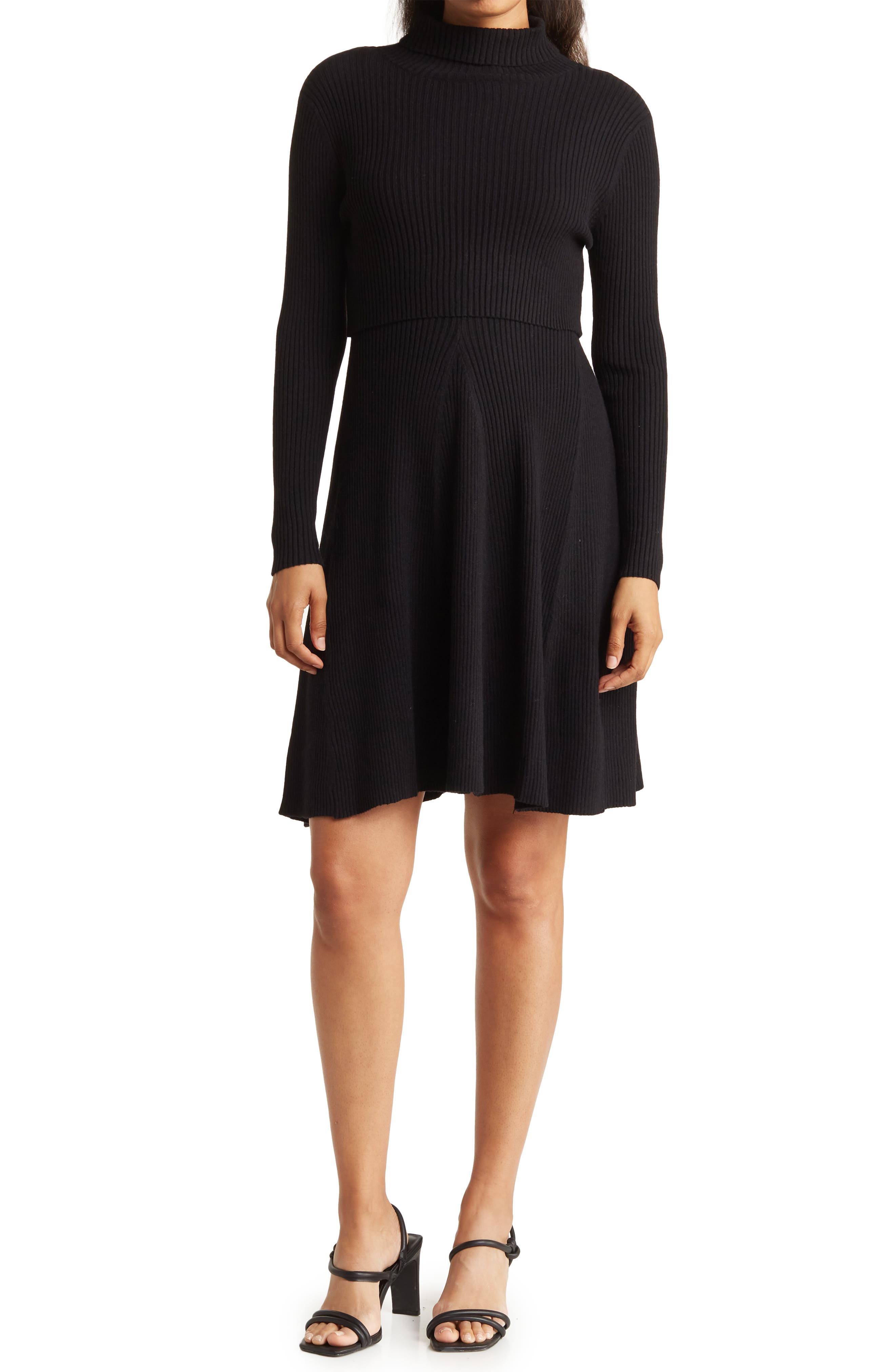 STITCHDROP 2-Fer Mock Neck Sweater Dress | Nordstromrack