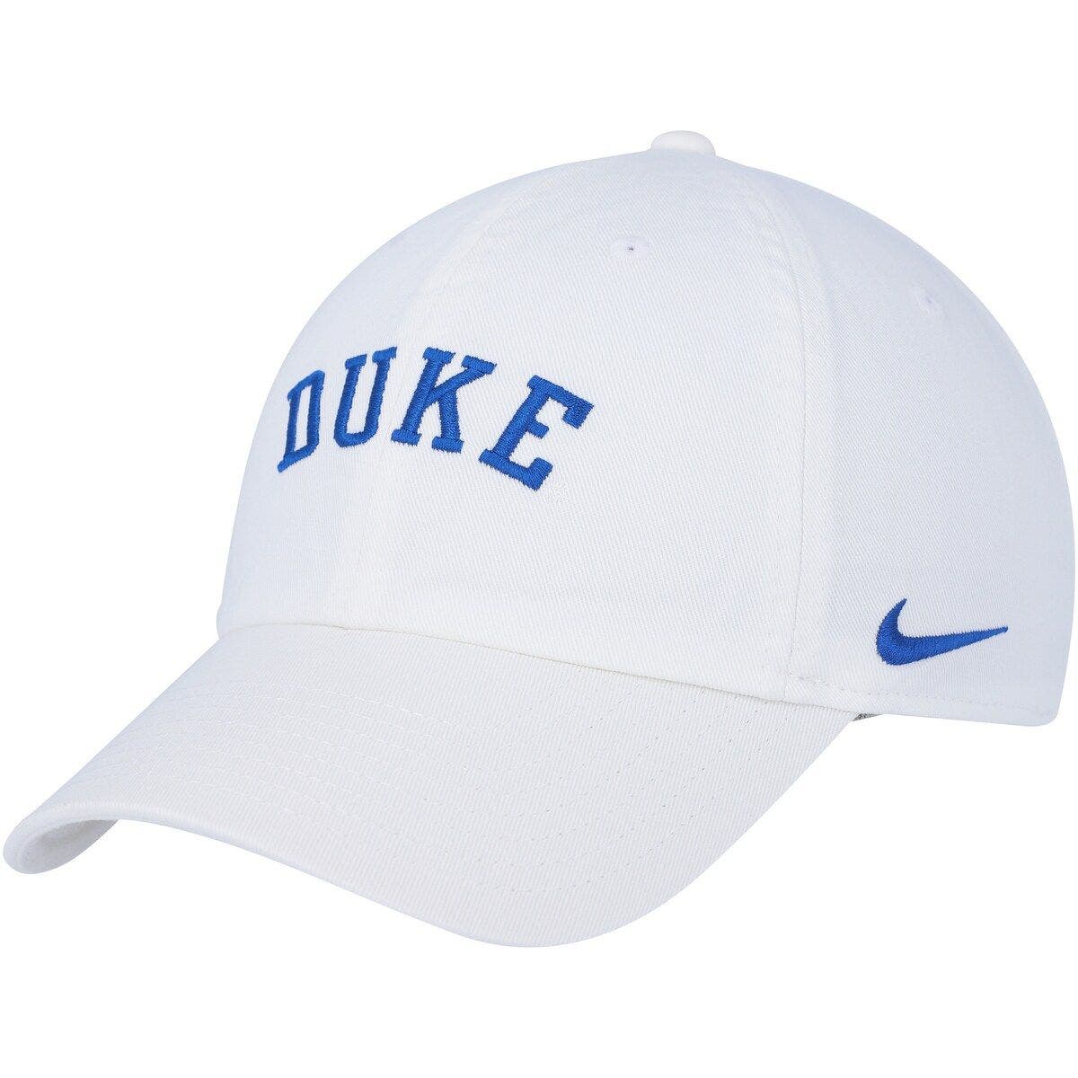 Nike Men's Nike White Duke Blue Devils Heritage86 Wordmark Adjustable ...