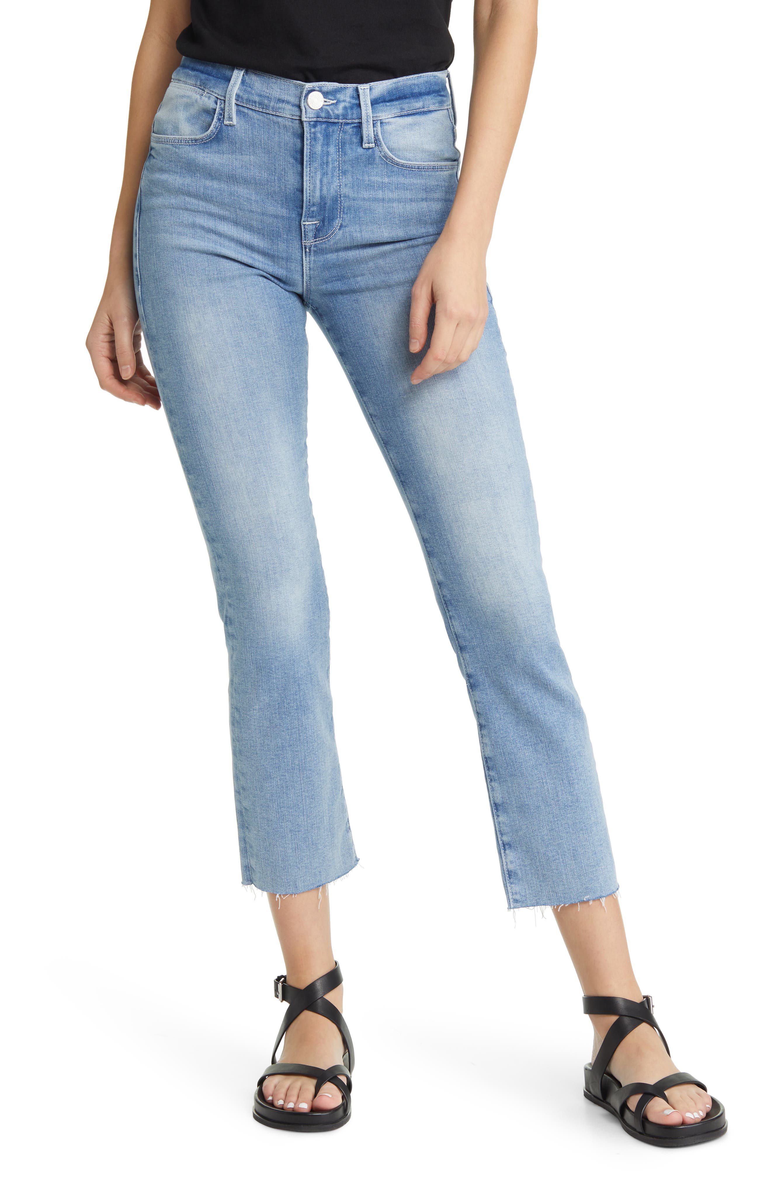 FRAME Le High Raw Hem Crop Straight Leg Jeans | Nordstrom