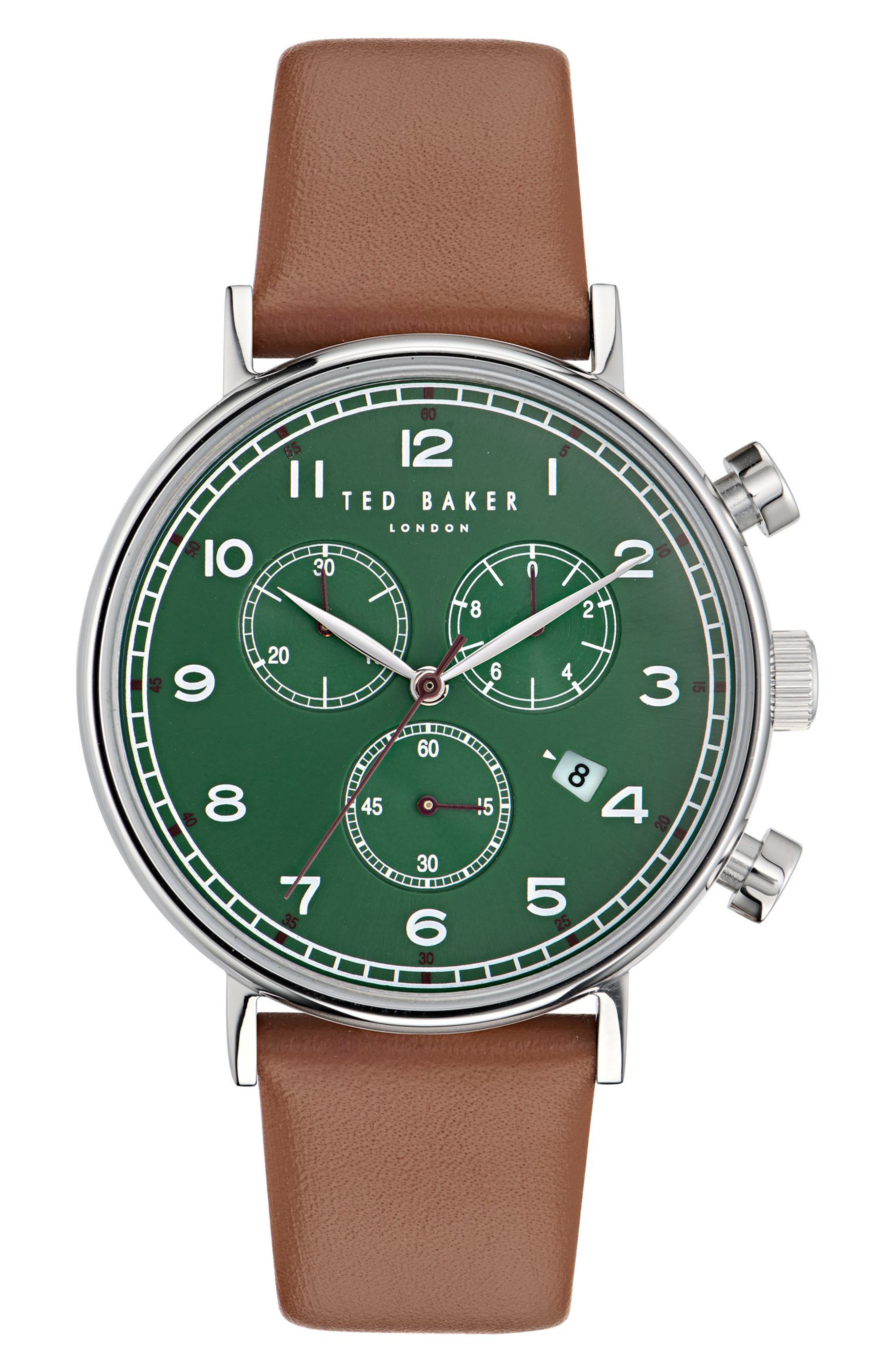 Ted Baker London Barnetb Chronograph Leather Strap Watch, 41mm | Nordstrom