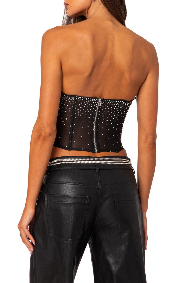 Edikted Crystal Embellished Strapless Mesh Corset Top Nordstrom
