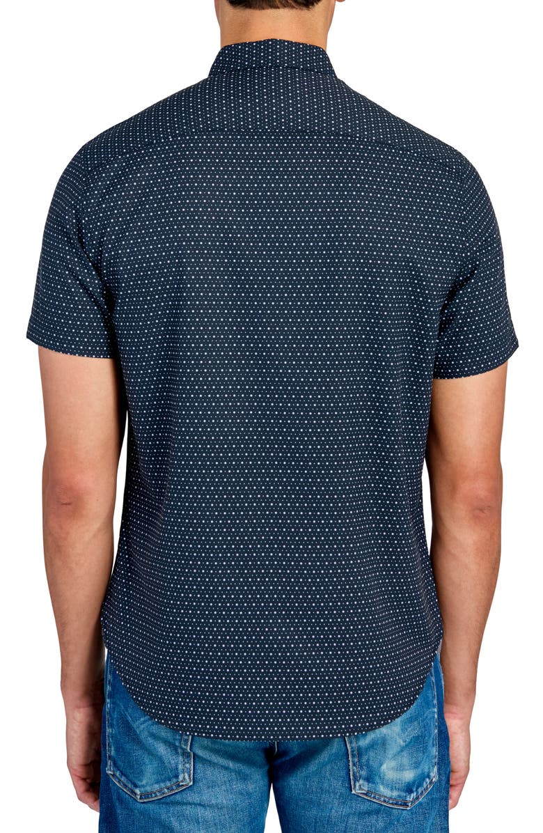 CONSTRUCT Slim Fit Micro Dot 4-Way Stretch Short Sleeve Button-Up Shirt | Nordstromrack
