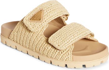 Prada Raffia Double Band Slide Sandal (Women) | Nordstrom