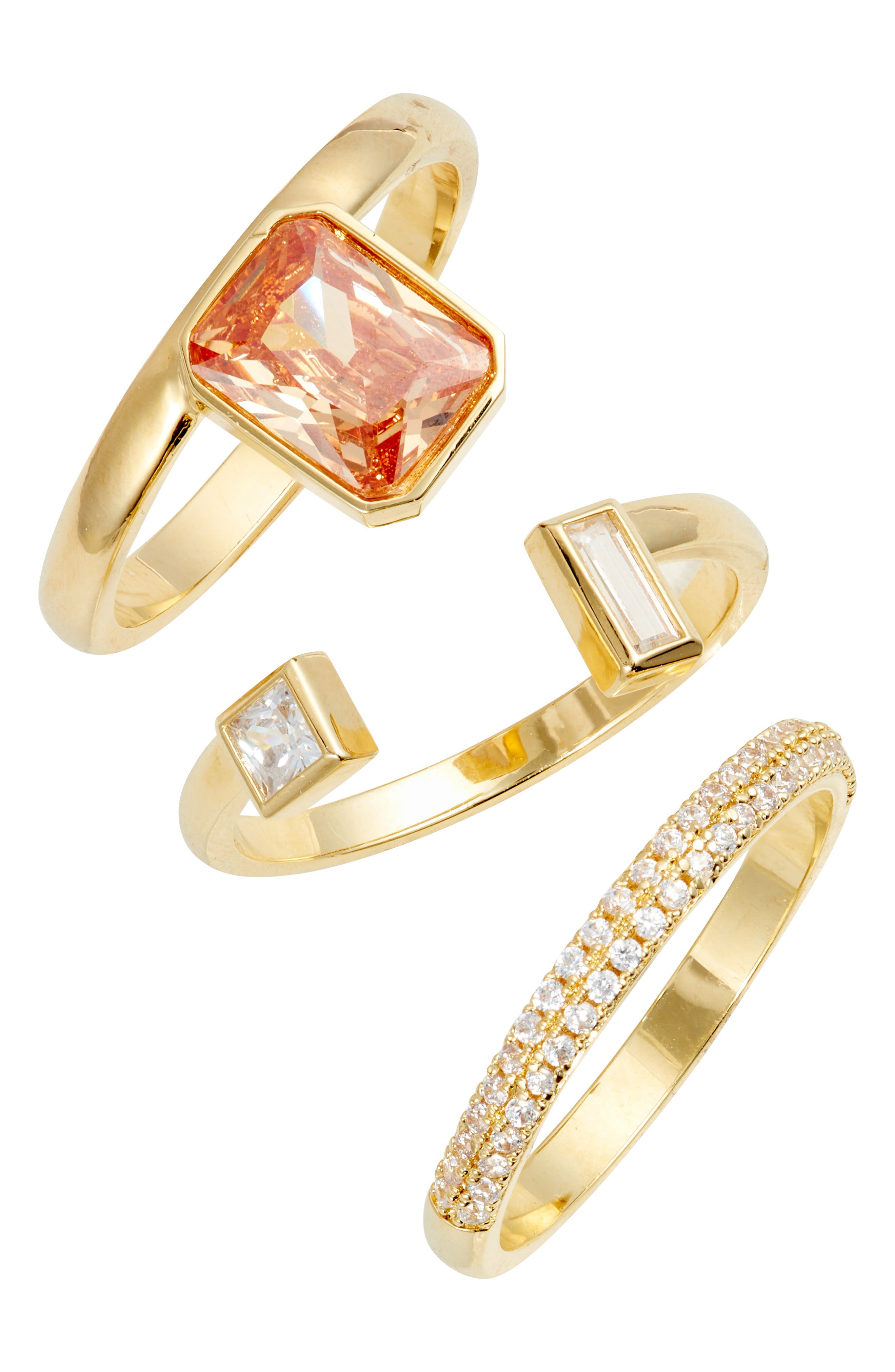 Nordstrom Set of 3 Cubic Zirconia Nesting Rings | Nordstromrack