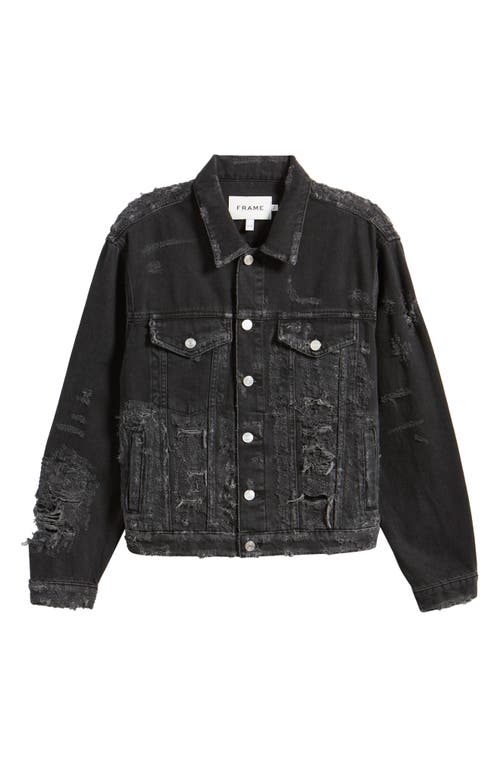 FRAME Shredded Denim Trucker Jacket in Durban Destruct | Smart Closet