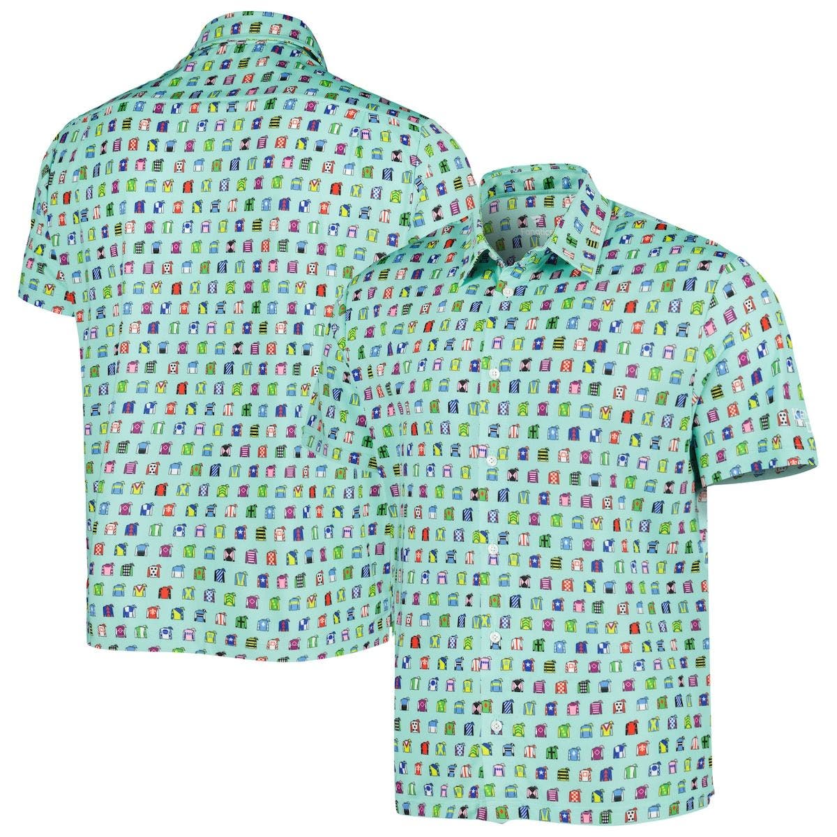 Full Turn Men's Green Kentucky Derby Jockey EcoTec Button-Up Shirt ...