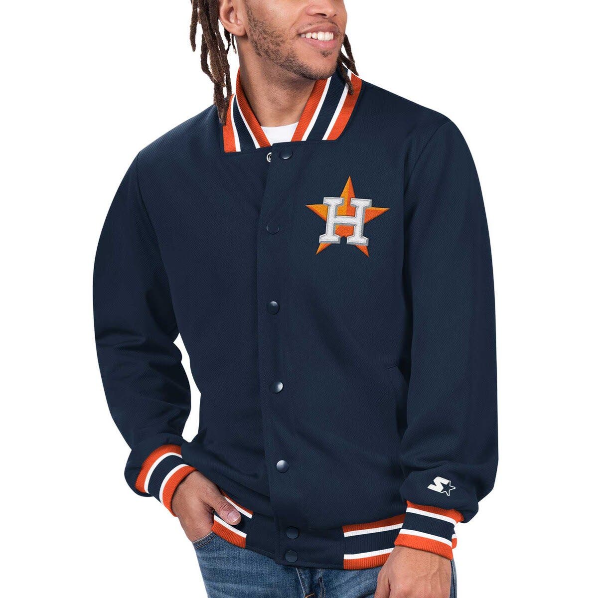 STARTER Men's Starter Royal Houston Astros Secret Weapon Full-Snap ...