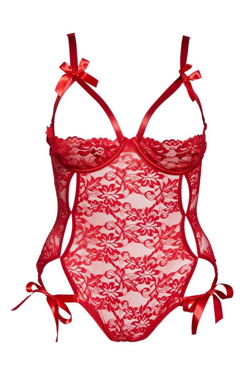 Oh La La Cheri Zara Underwire Open Cup Open Gusset Lace Teddy | Nordstrom