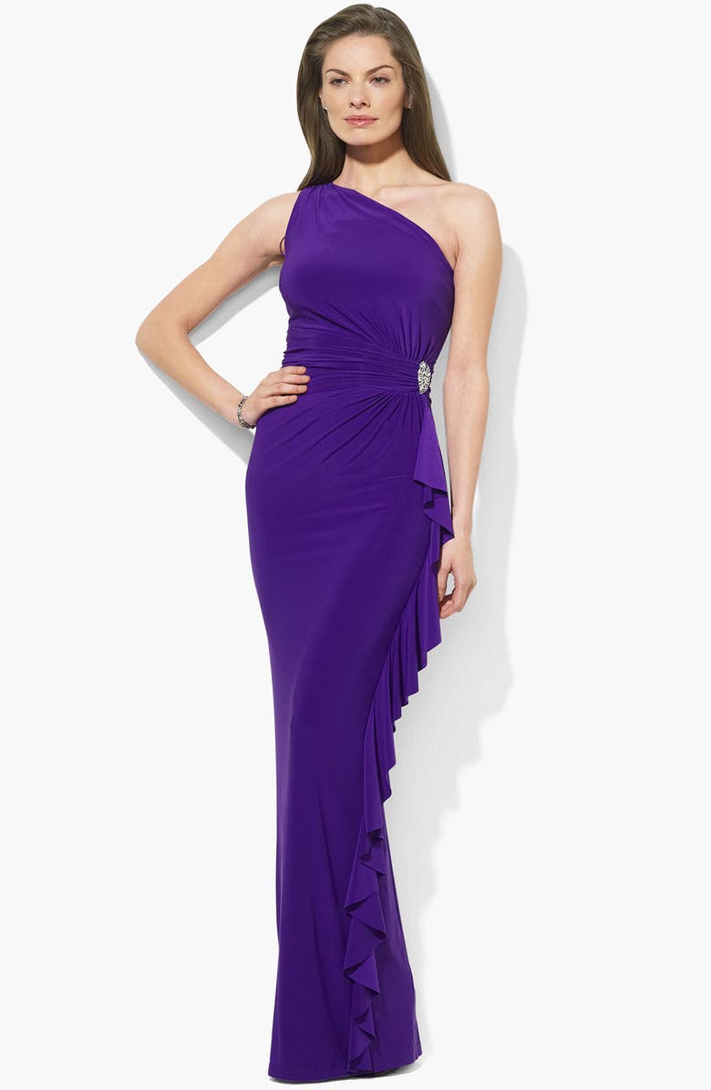 Lauren Ralph Lauren Ruffle One Shoulder Jersey Gown Nordstrom