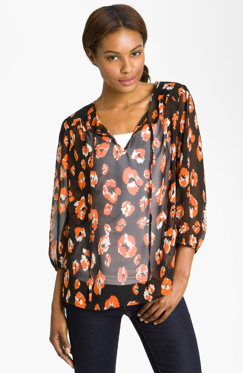 Pleione Print Sheer Blouse Nordstrom