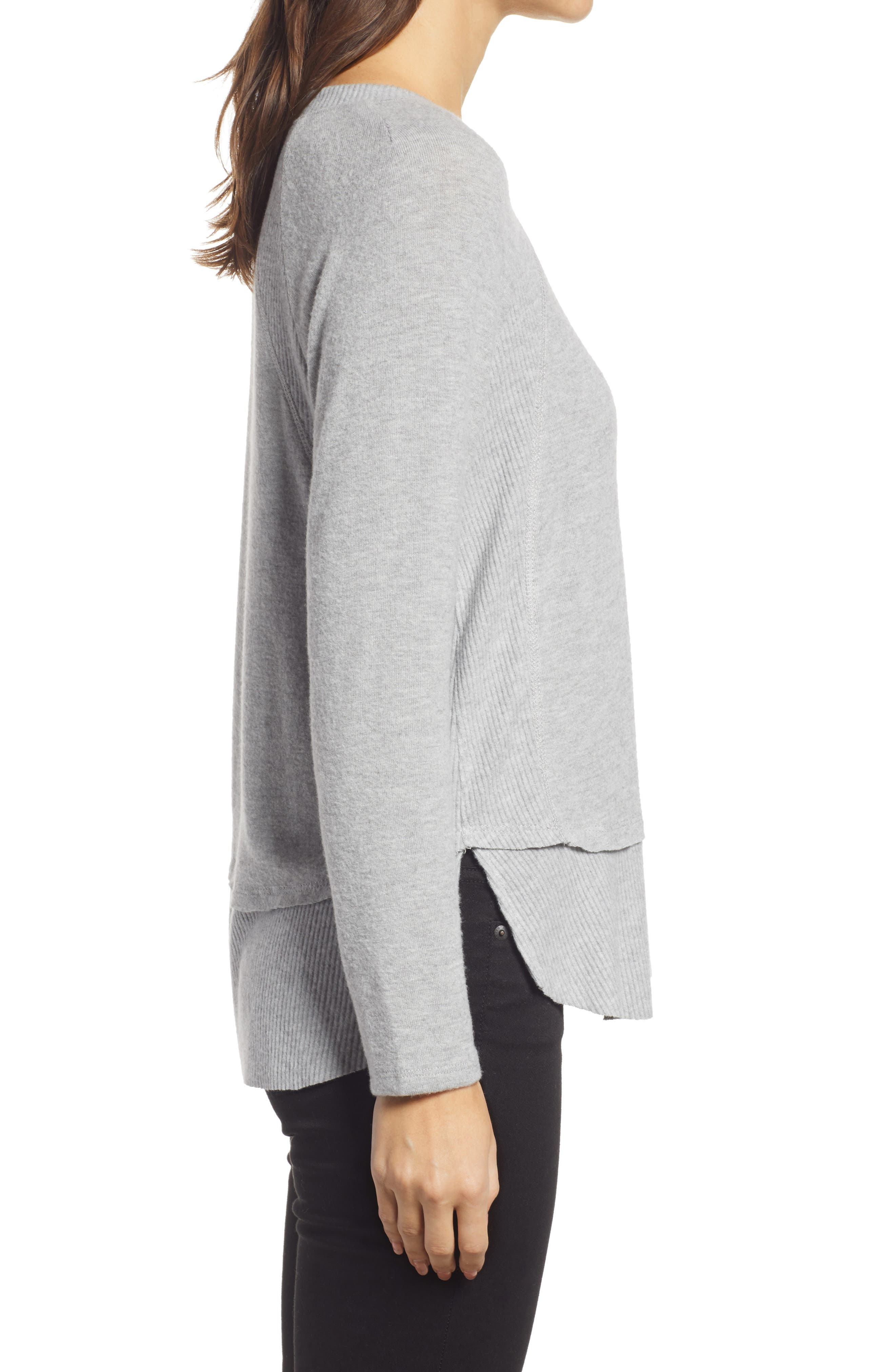 Everleigh Cozy Ribbed Inset Layered Tunic | Nordstrom