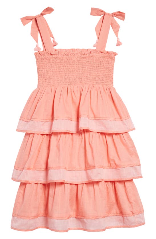 Zimmermann Kids' Tiggy Tie Shoulder Shirred Tiered Cotton Dress In ...