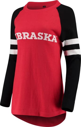FOCO Women's Scarlet Nebraska Huskers Stripe Sleeve Tunic Sweater ...