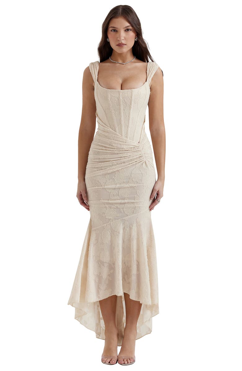 HOUSE OF CB Cesca Floral Ruched High-Low Corset Dress | Nordstrom