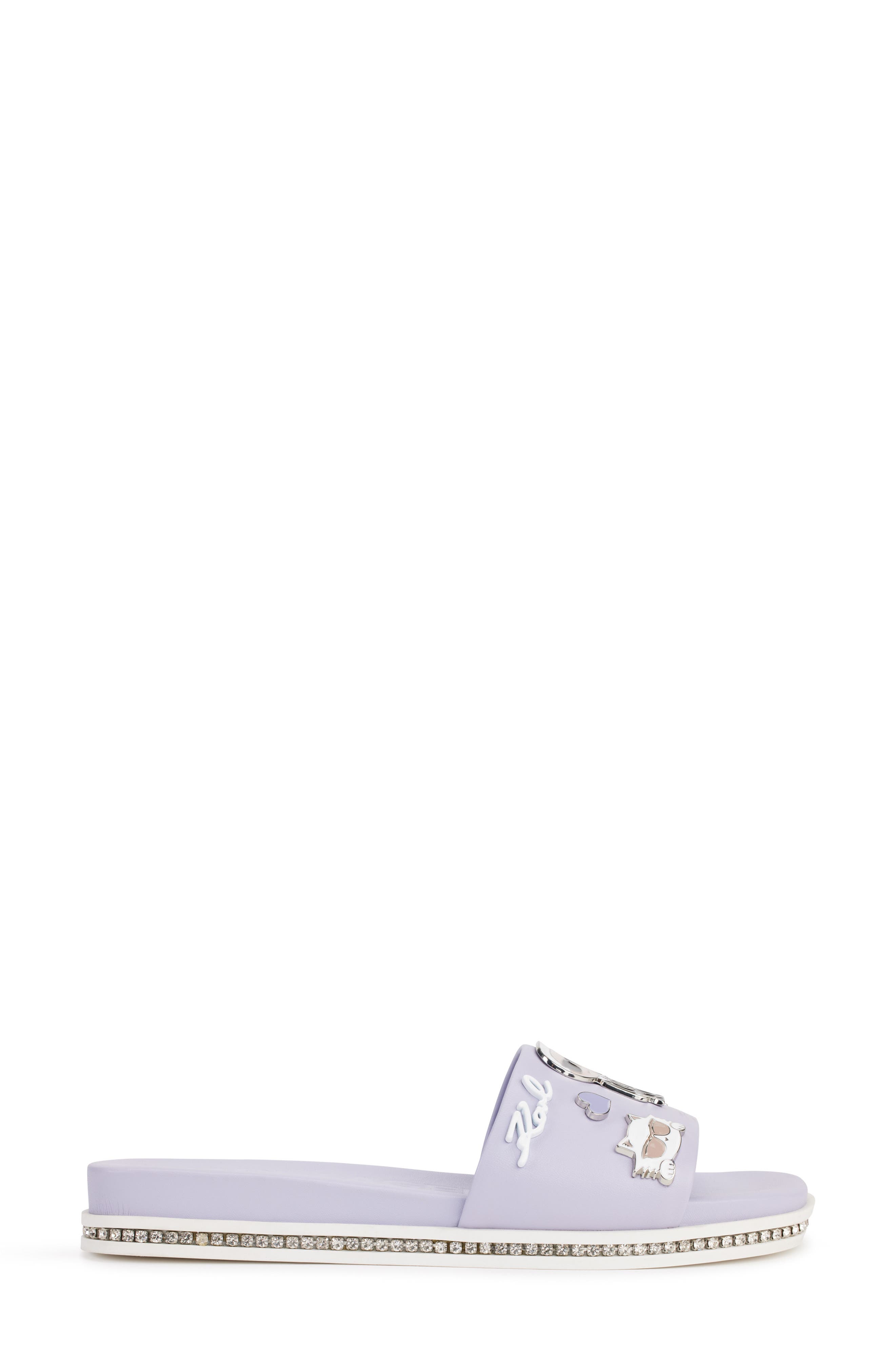 Karl Lagerfeld Paris Jeslyn Cate Pins Embellished Slide Sandal (Women ...