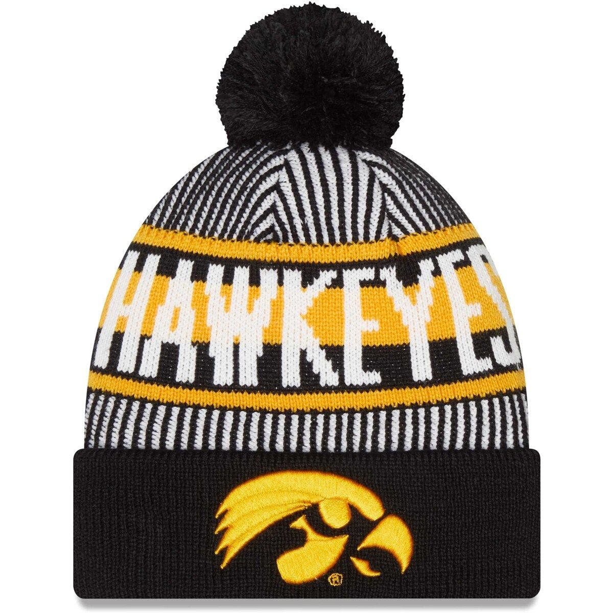 New Era Men's New Era Black Iowa Hawkeyes Logo Striped Cuff Knit Hat ...