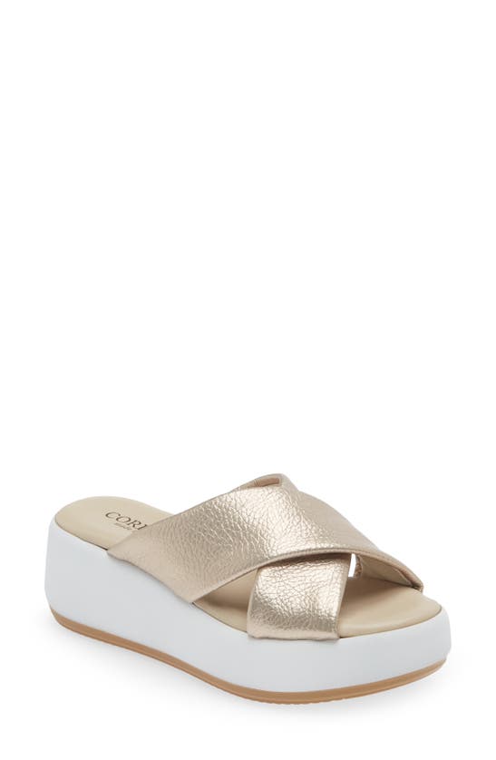 Cordani Charley Platform Wedge Sandal In Champagne | ModeSens