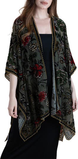 SAACHI Floral Velvet Burnout Ruana | Nordstromrack