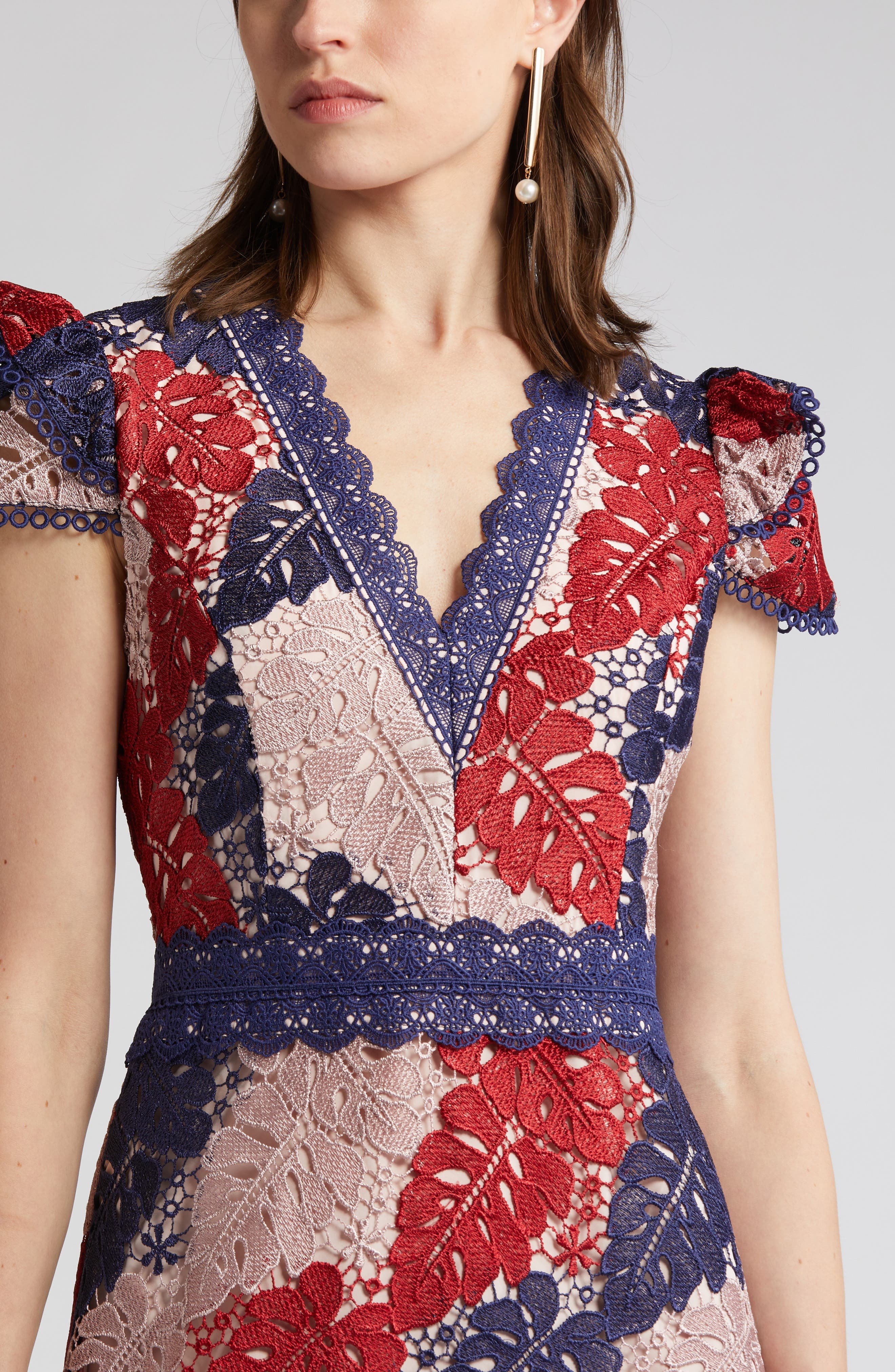 Adelyn Rae Adeline Palm Lace Midi Dress | Nordstrom