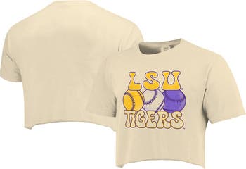 IMAGE ONE Women's Natural LSU Tigers Comfort Colors Baseball Cropped T ...