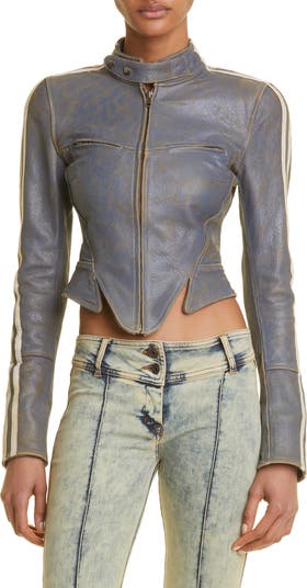 Knwls Claw Crackled Leather Biker Jacket | Nordstrom