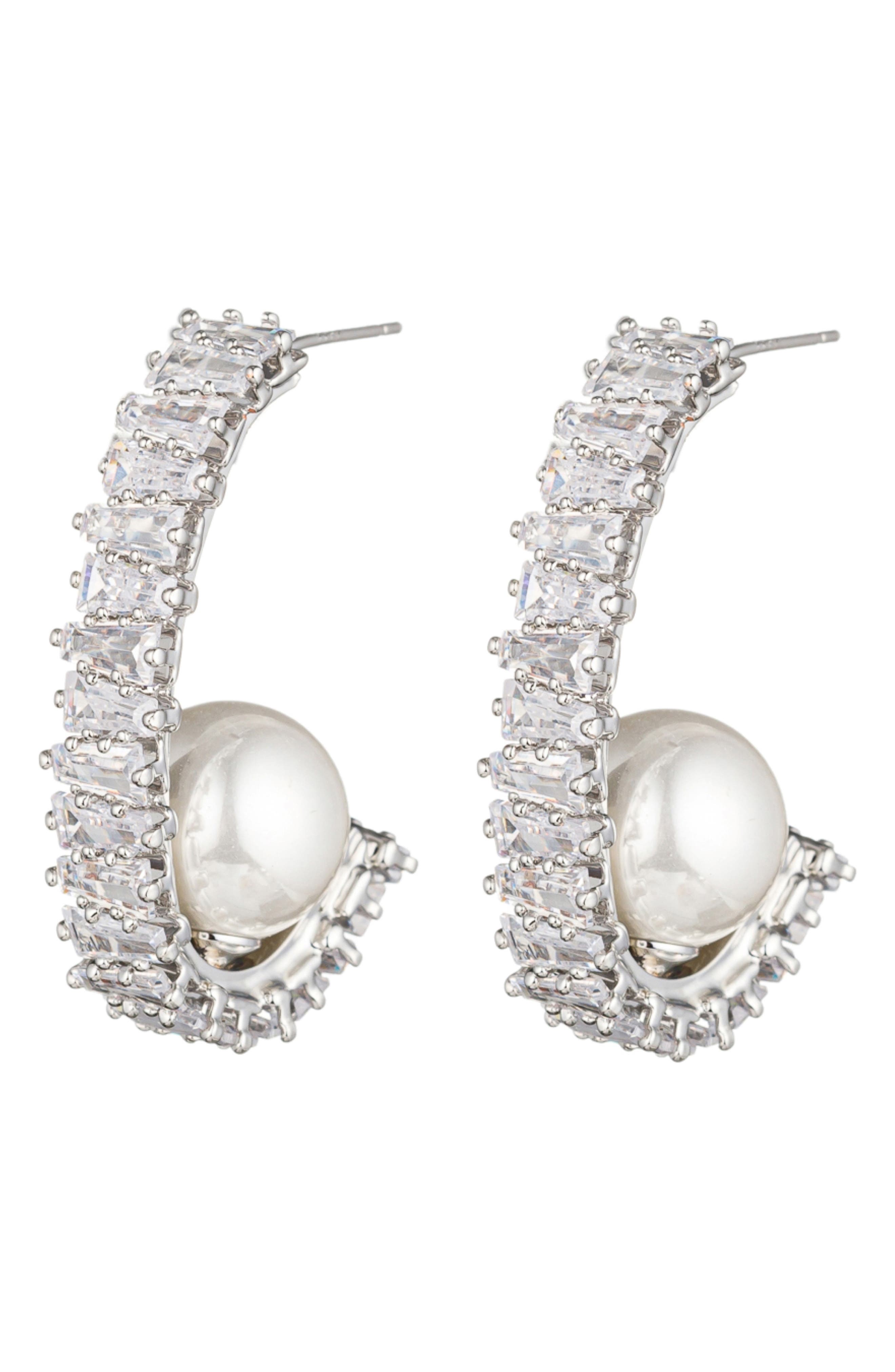 EYE CANDY LOS ANGELES Ava Half Loop Imitation Pearl Drop Earrings ...