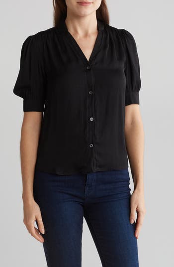 PREMISE STUDIO Pleat Elbow-Length Sleeve Blouse | Nordstromrack