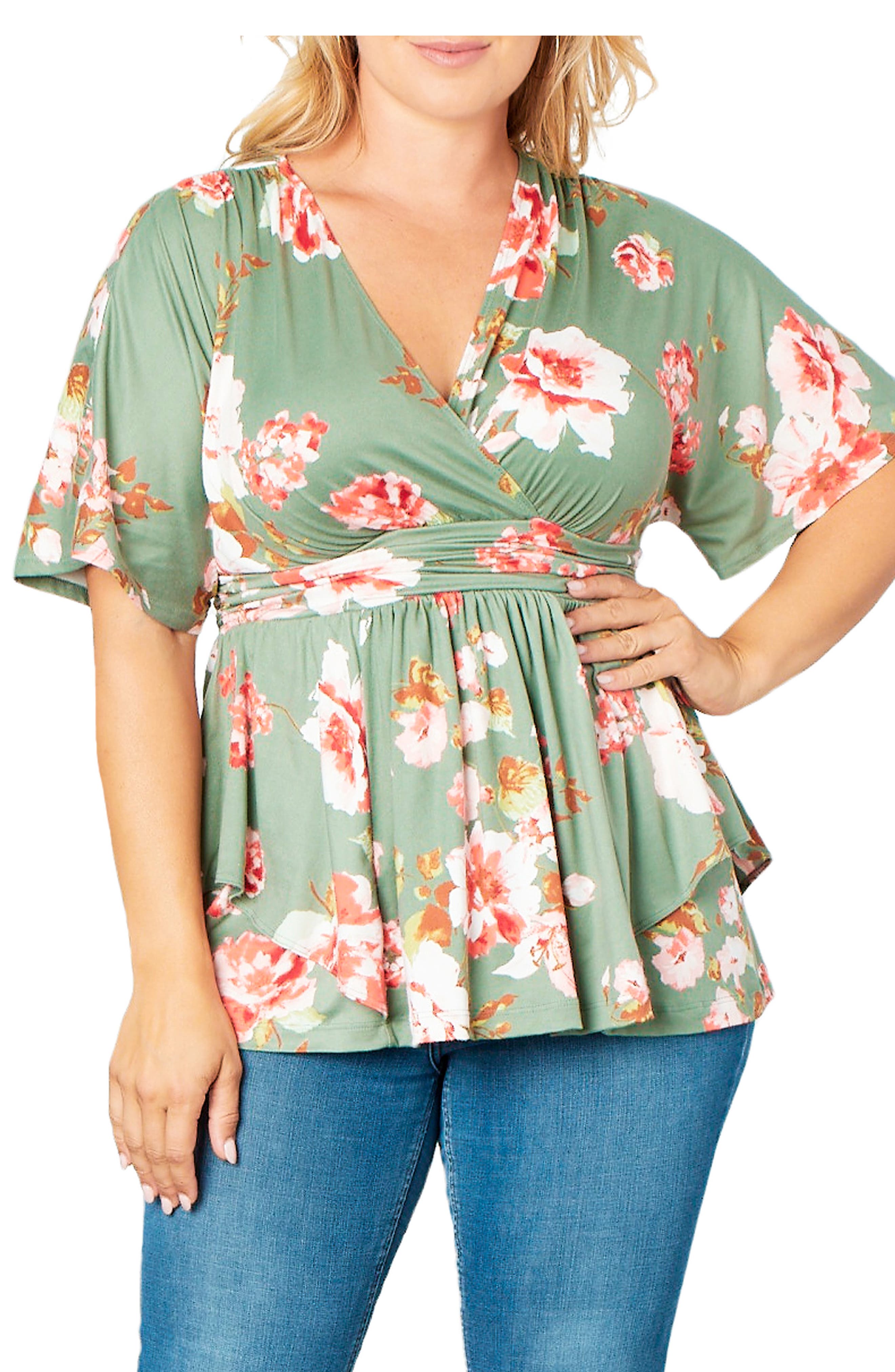 Kiyonna Encore Print Faux Wrap Top | Nordstrom