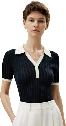 Lilysilk V Neck Ribbed Silk Knit Top | Nordstrom