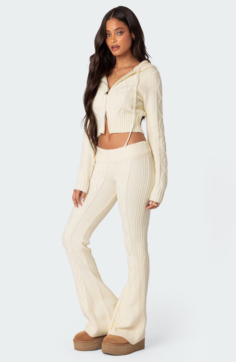 EDIKTED Ray Cable Stitch Knit Flare Sweater Pants | Nordstrom