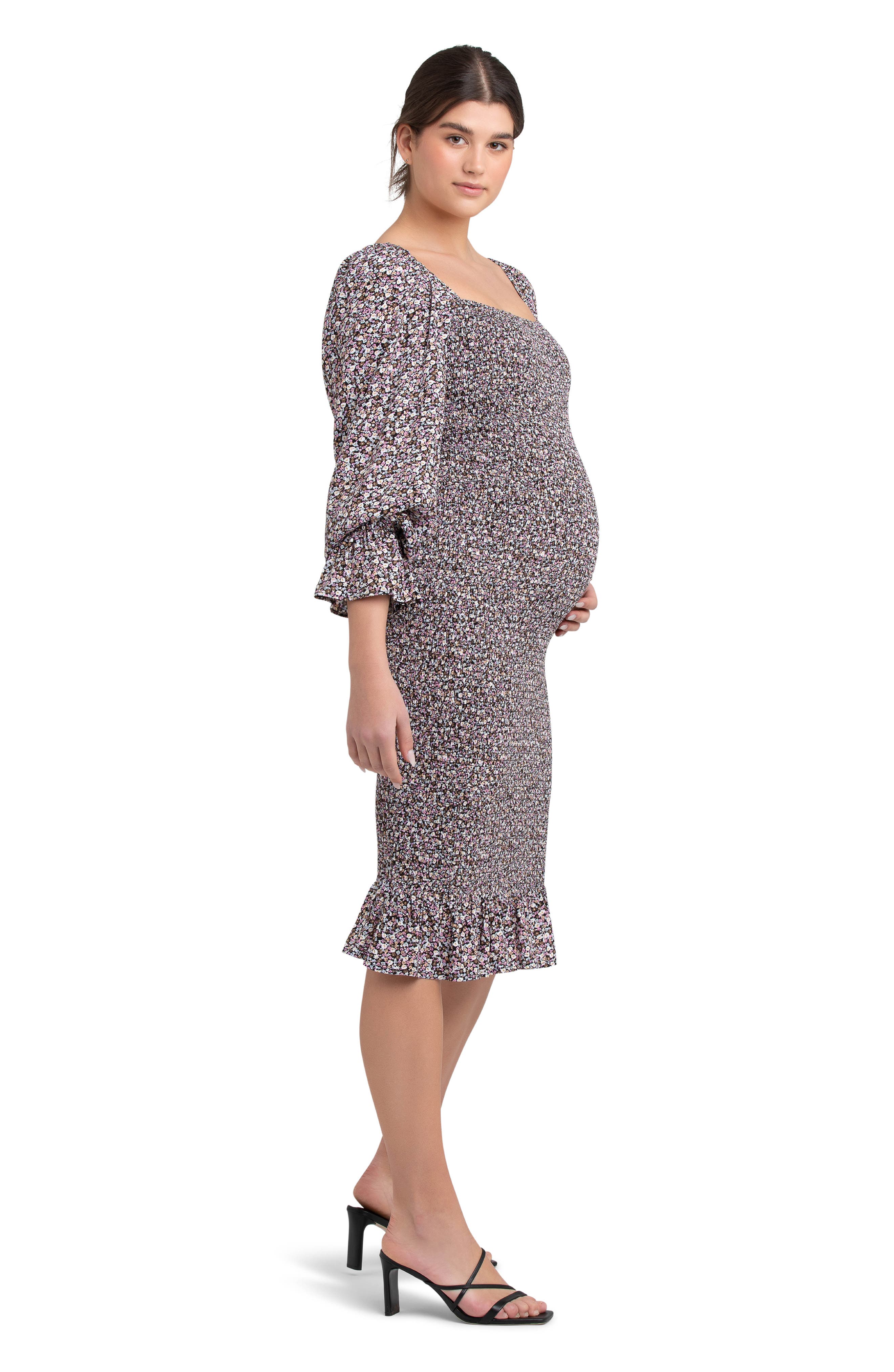 Ripe Maternity Willow Print Smocked Ruffle Maternity Dress | Nordstrom