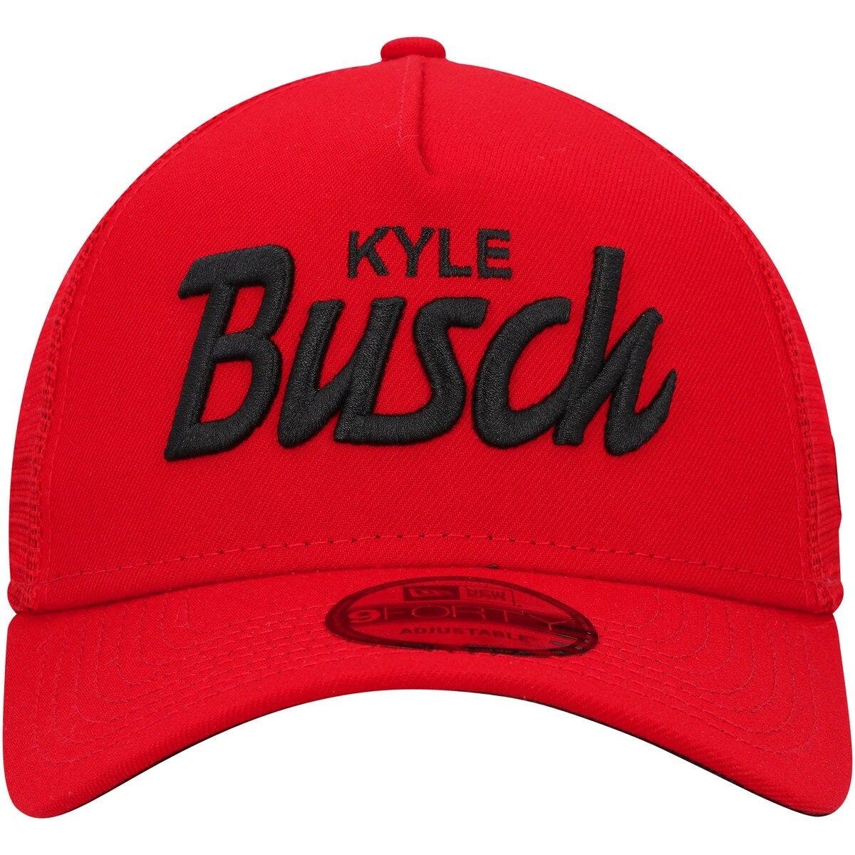 New Era Men's New Era Scarlet Kyle Busch Script Trucker 9FORTY Snapback ...