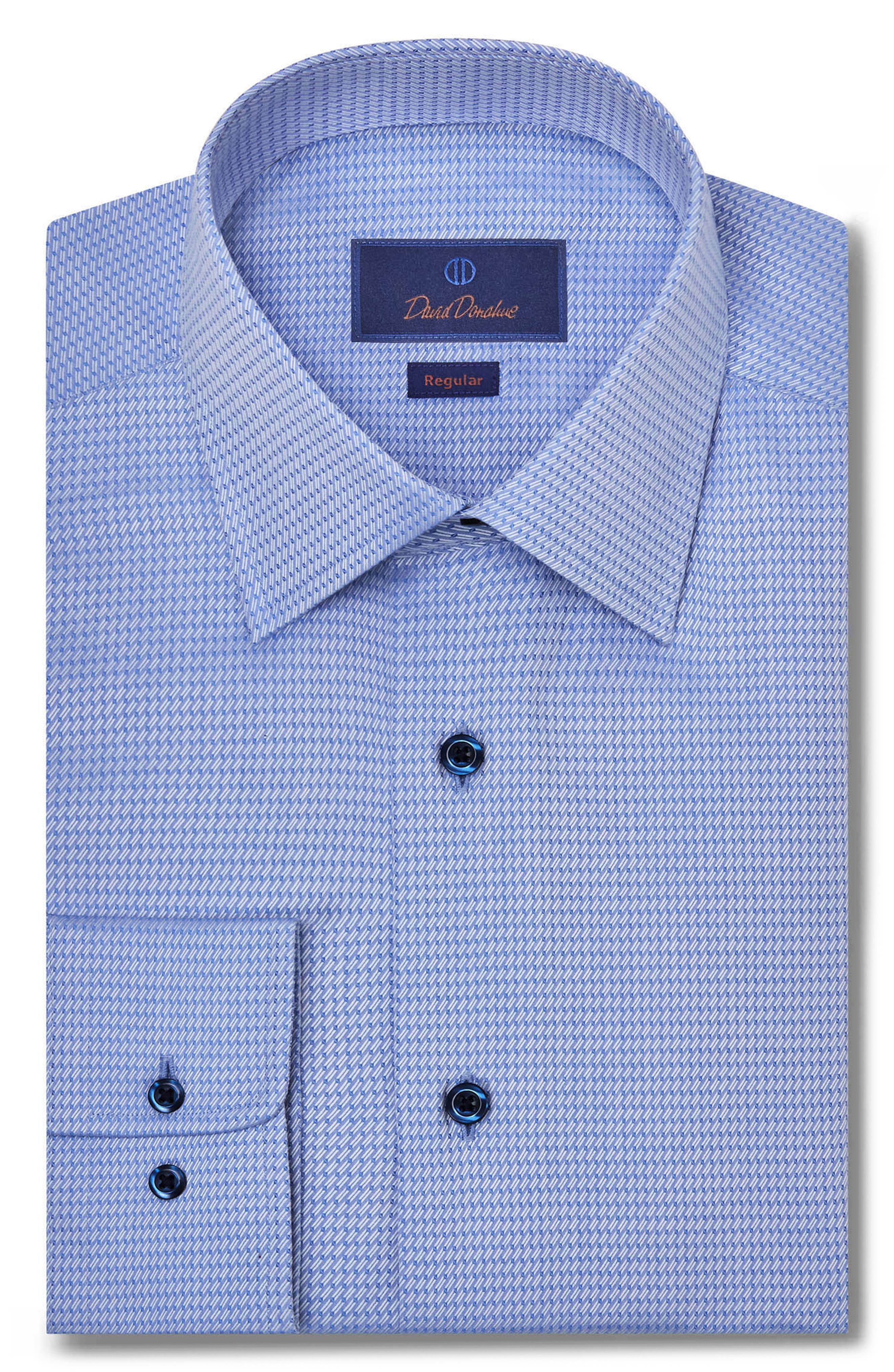 David Donahue Regular Fit Dobby Diagonal Cotton Dress Shirt | Nordstrom