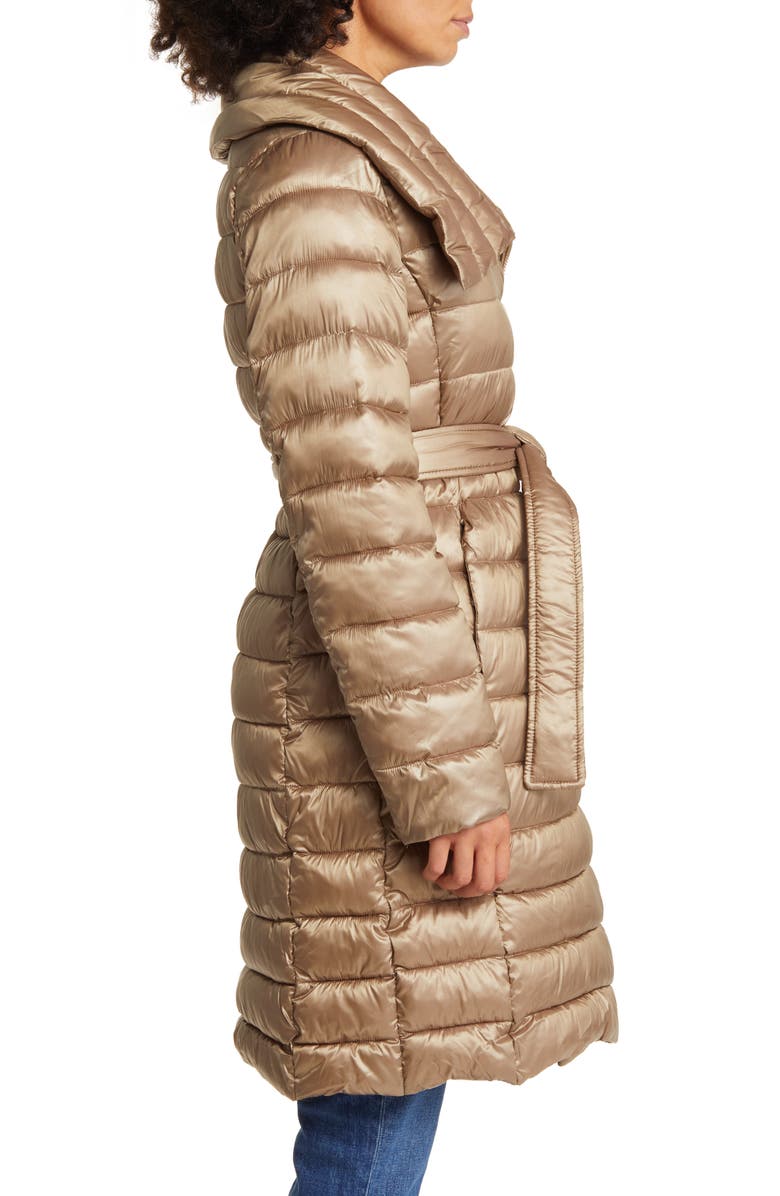 Via Spiga Asymmetric Belted Puffer Coat | Nordstrom