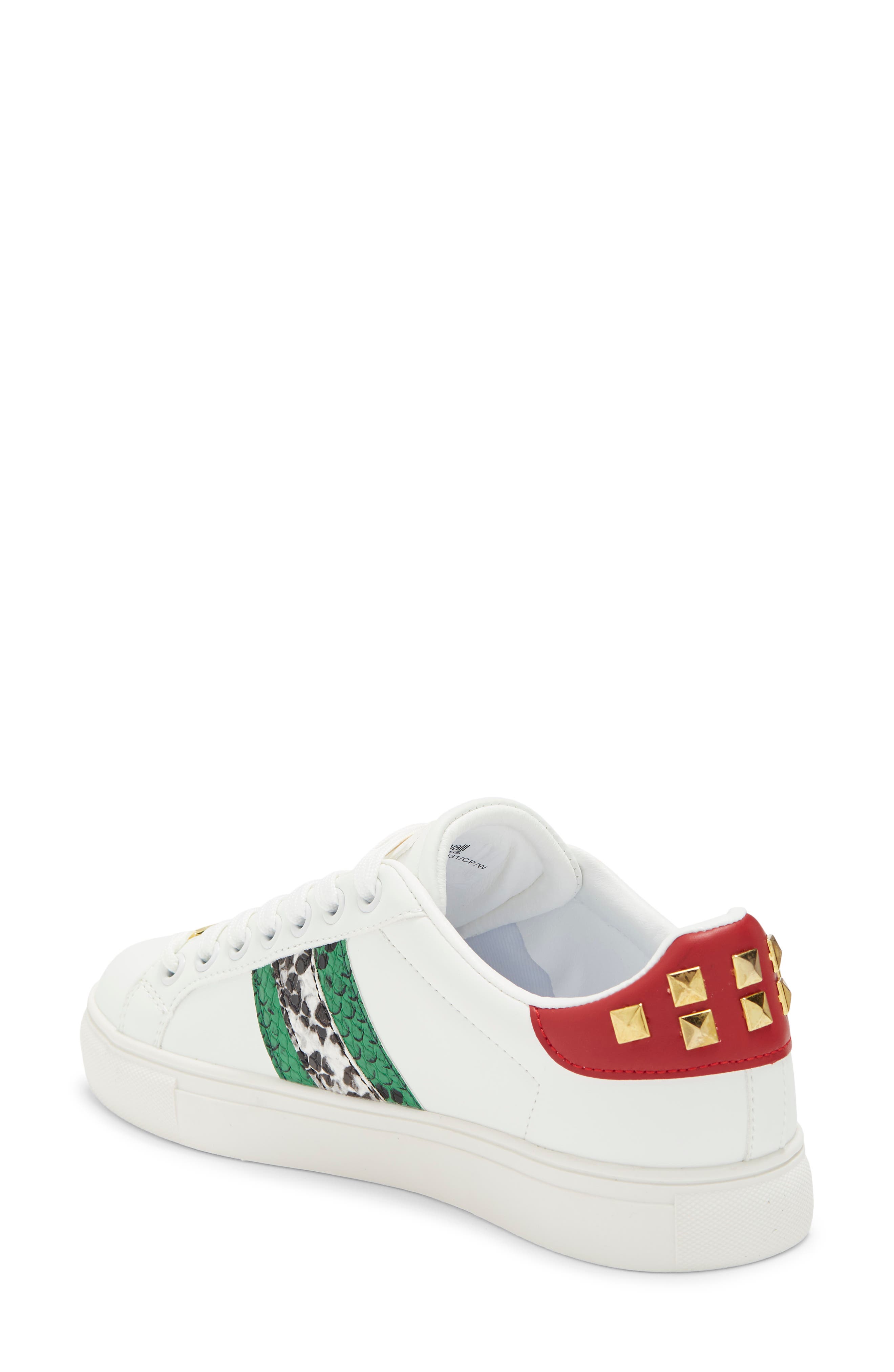 Roberto Cavalli Snake Embossed Pyramid Stud Tennis Shoe (Women ...