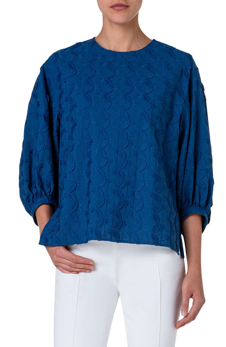 Akris punto Bird Embroidery Cotton Top | Nordstrom