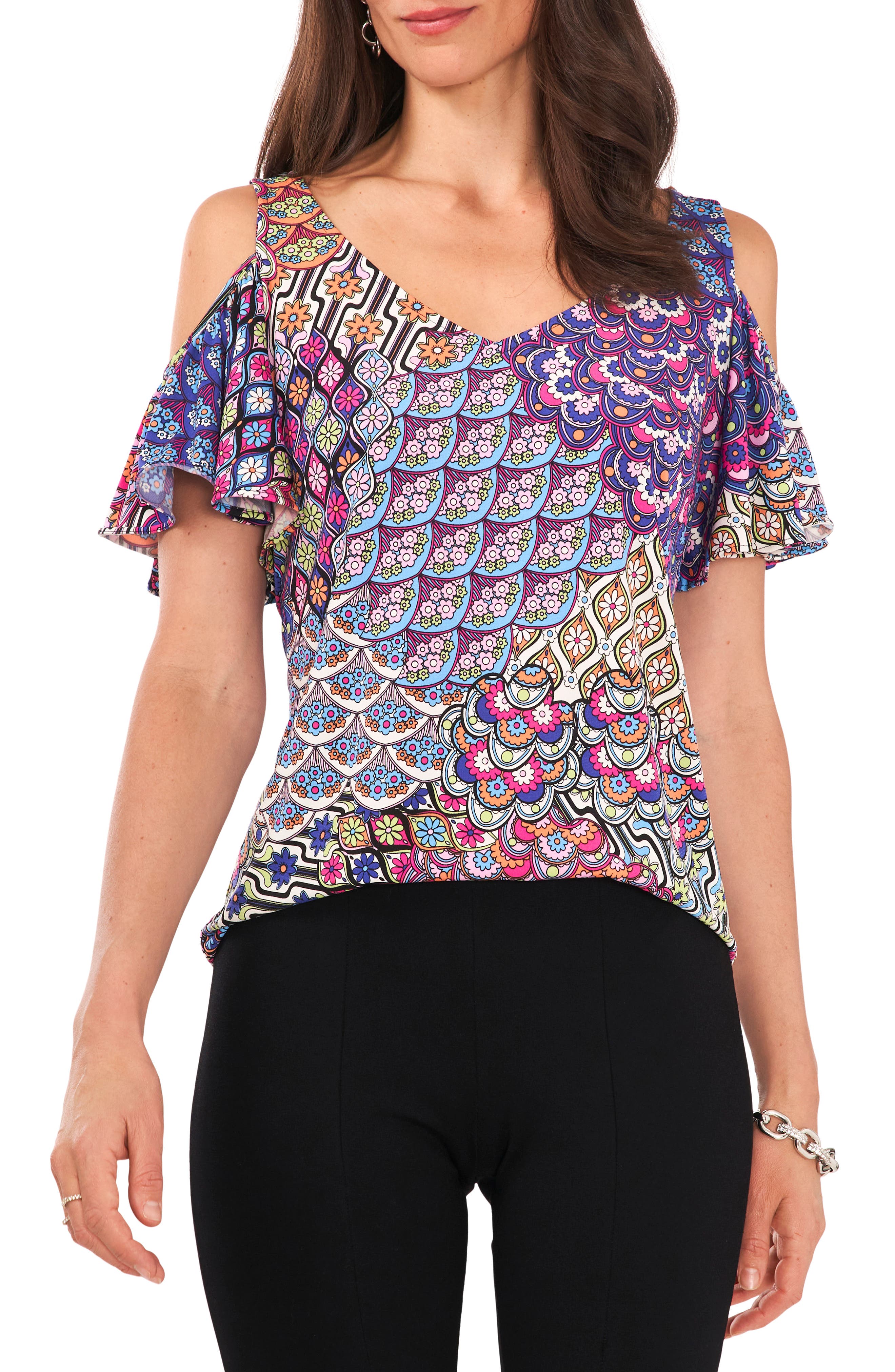 Chaus Print Cold Shoulder Top | Nordstrom