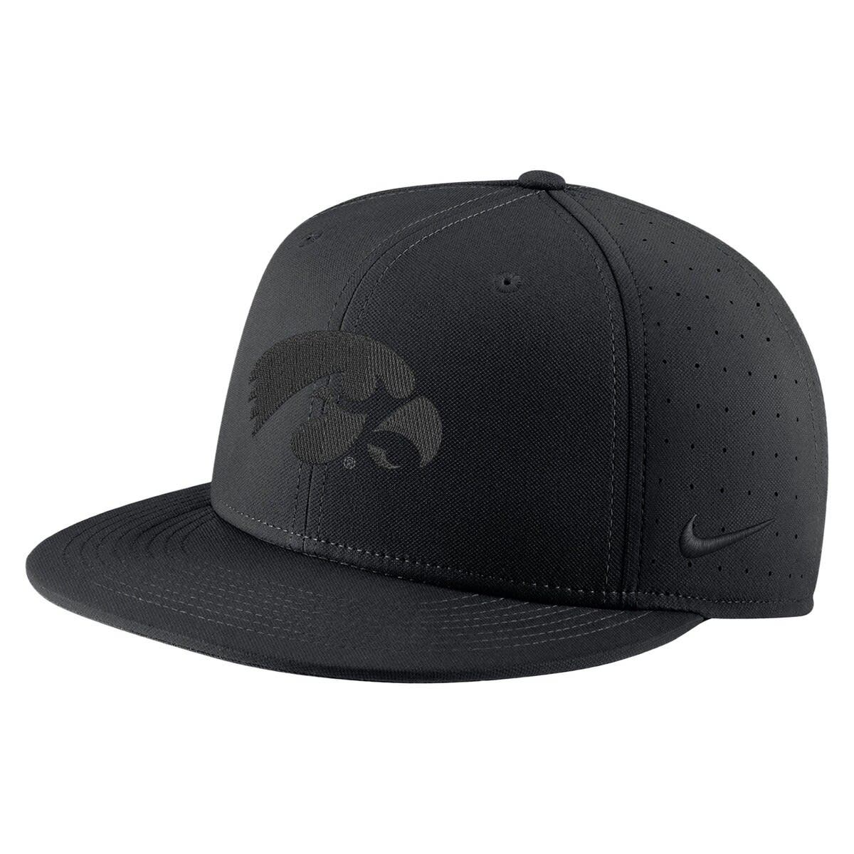 Nike Men's Nike Iowa Hawkeyes Triple Black Performance Fitted Hat ...