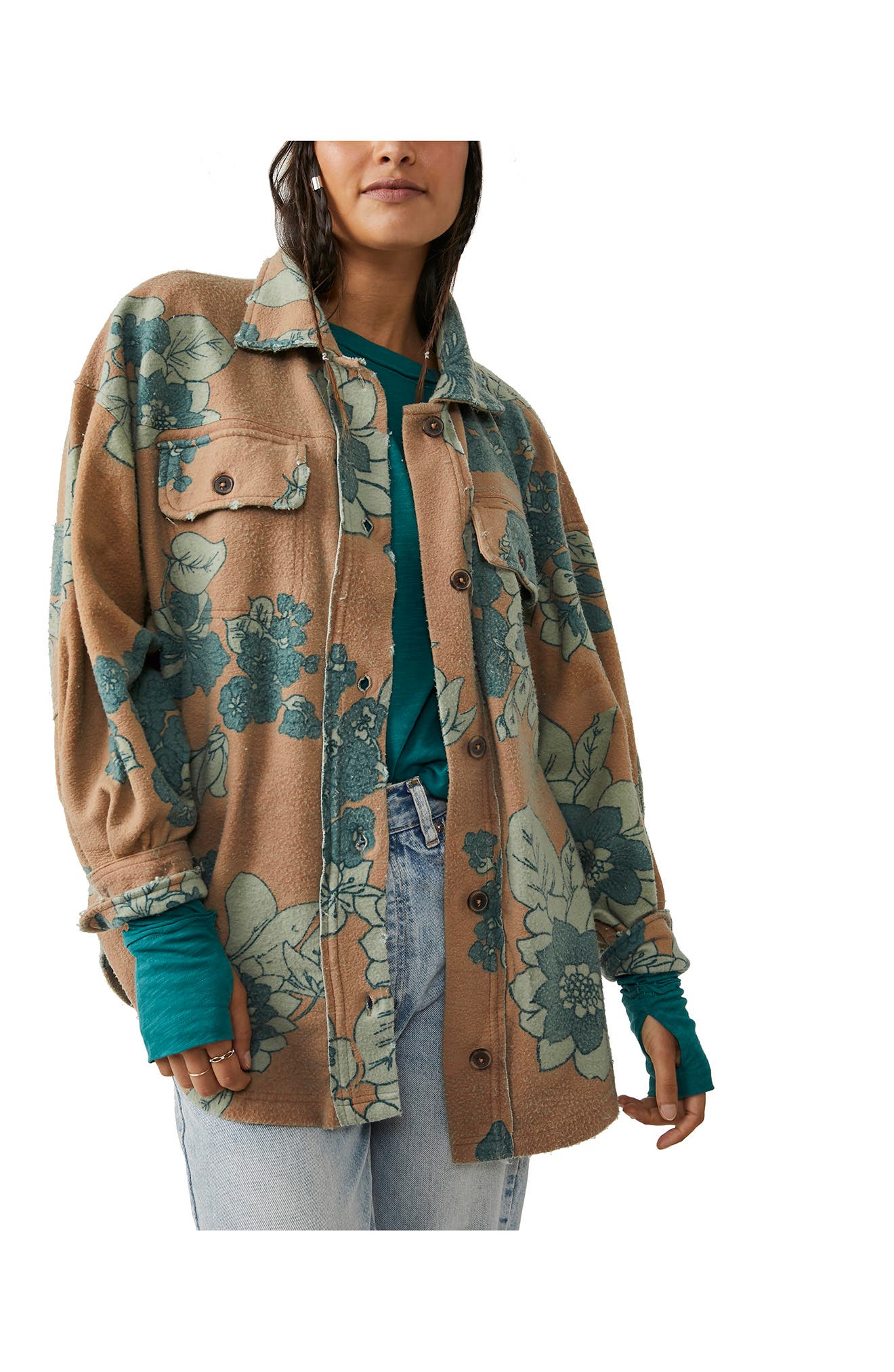 Free People Women's Printed Longline Shacket | Smart Closet
