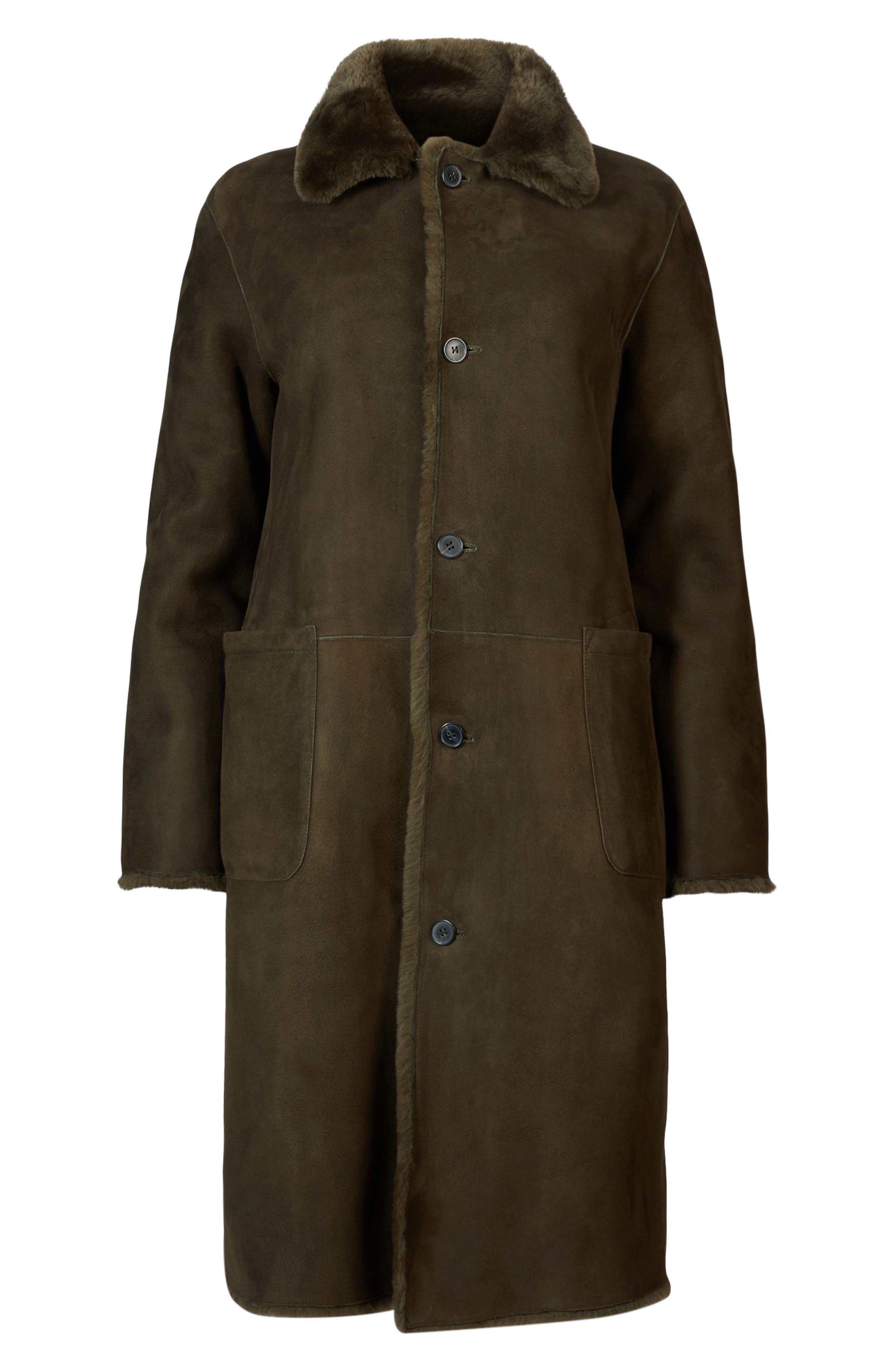 AllSaints Serra Genuine Shearling Coat | Nordstrom